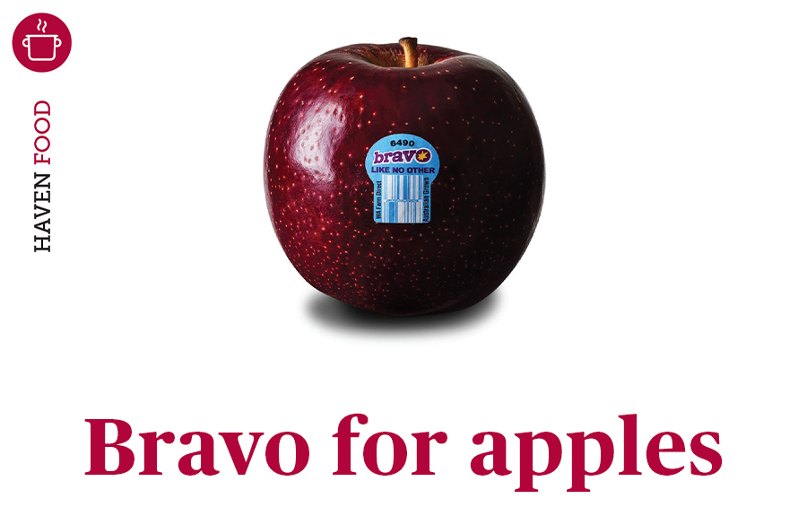 Crunchy and delicious - the dark burgundy Bravo apple is a real gem.